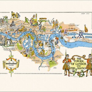 Fun Map of Tower of London the Docks Great Britain, England – Digital ...