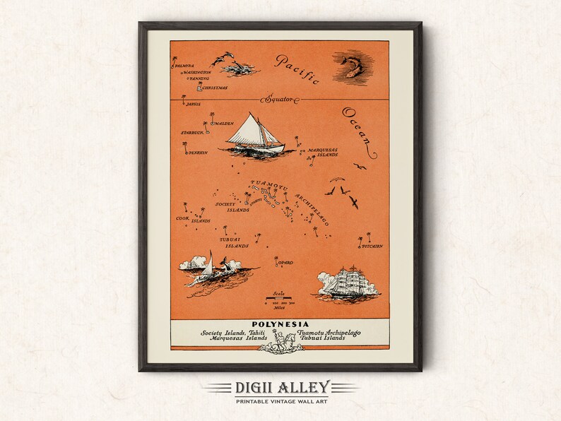 Map of Polynesia the Polynesian Islands – Digital Download PRINTABLE ...