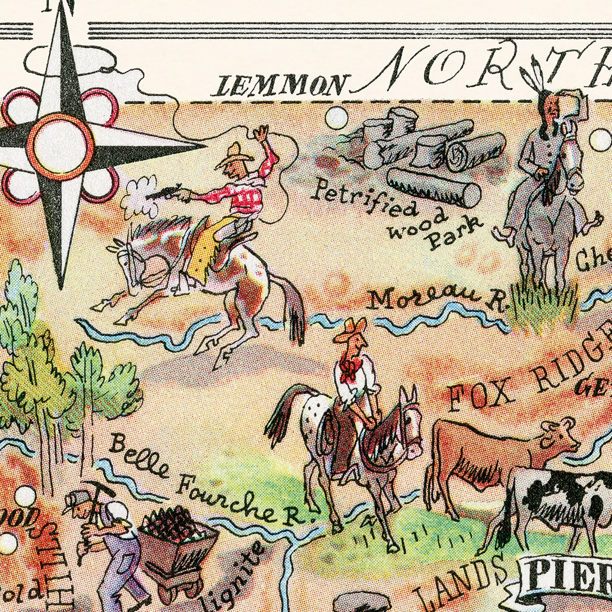 Fun State Map of South Dakota – Digital Download PRINTABLE Vintage ...