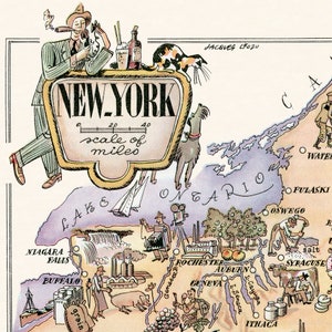 Fun State Map of New York – Digital Download PRINTABLE Vintage ...