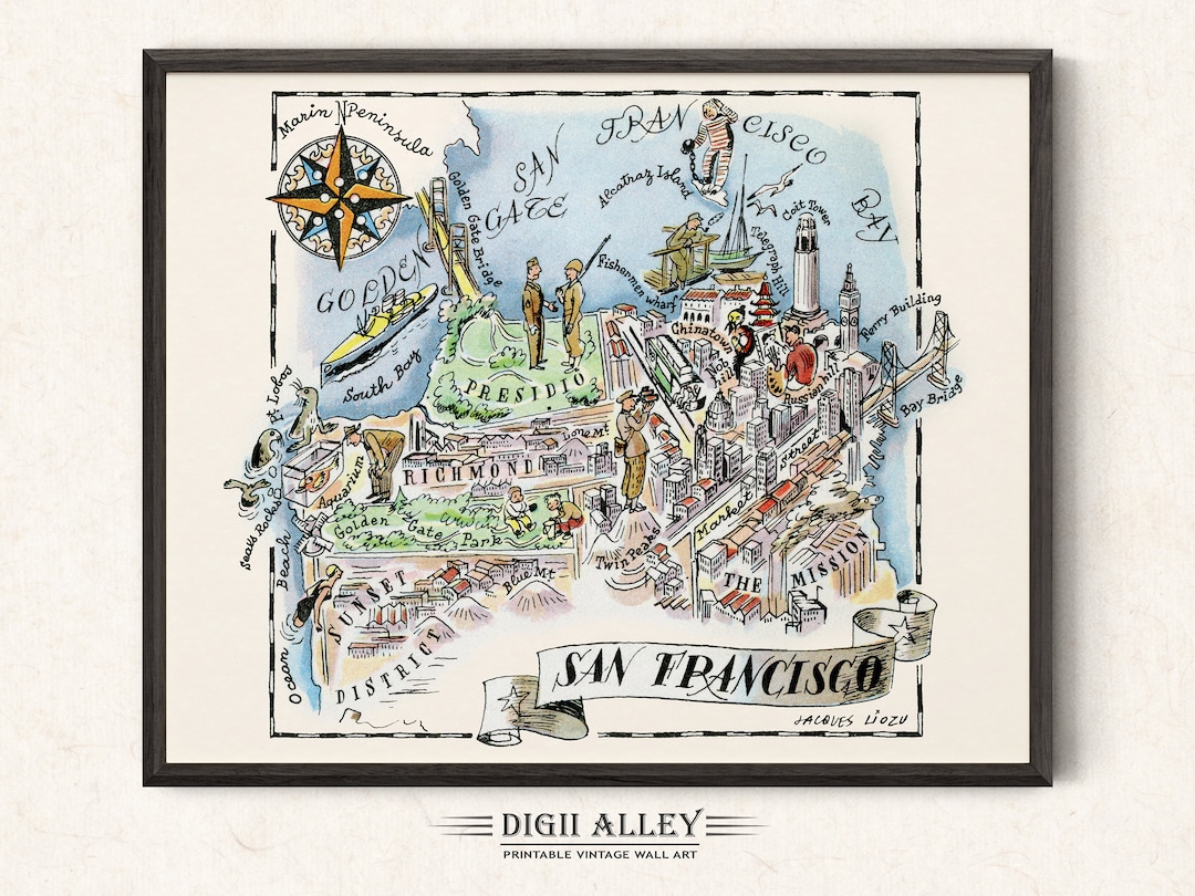 Fun Map of San Francisco California – Digital Download PRINTABLE ...