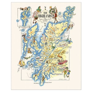 Fun Map of the Highlands in Great Britain, England, UK – Digital ...
