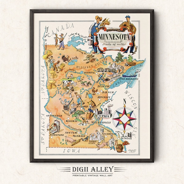 1940s Map Minnesota - Etsy
