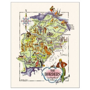 Fun Map of the Borders in Great Britain, England, UK – Digital Download ...