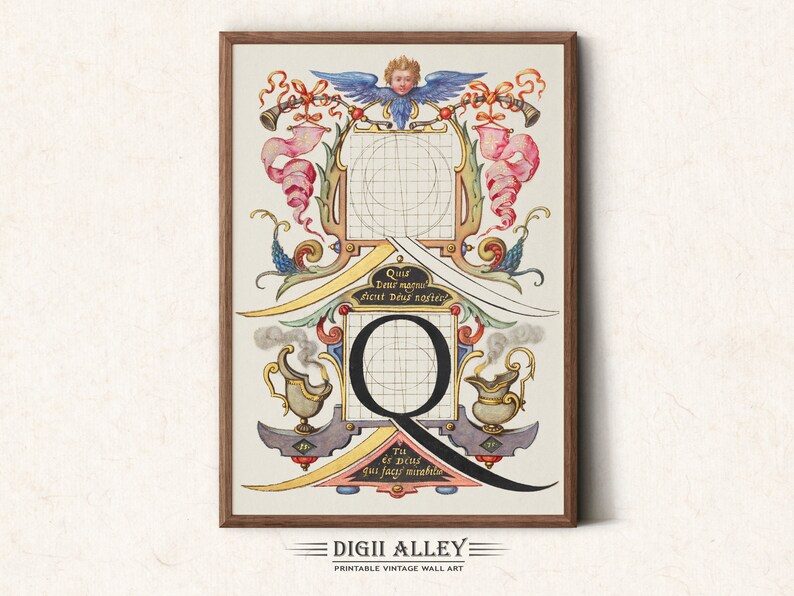 Letter Q - Calligraphy Alphabet – Printable Digital Download, Vintage ...