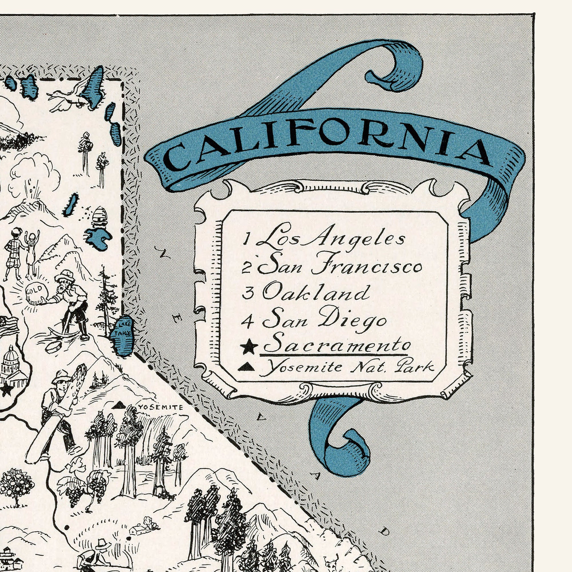 Pictorial Map of California – Digital Download PRINTABLE Vintage Fun ...