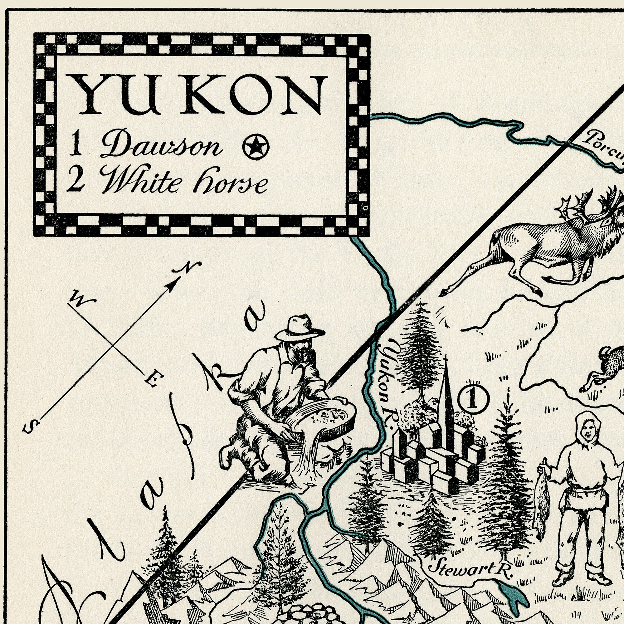 Map of Yukon Canada – Digital Download PRINTABLE Fun Vintage Pictorial ...