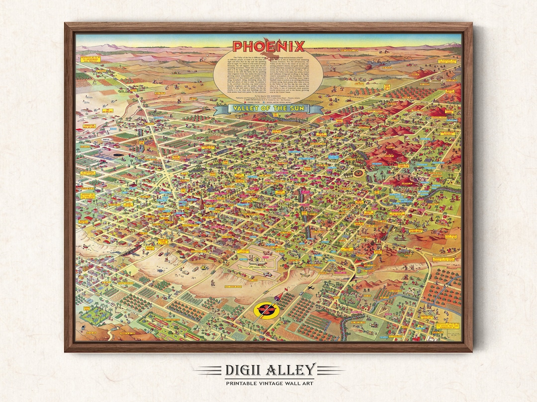 Fun Map of Phoenix Arizona - Valley of the Sun – Digital Download ...
