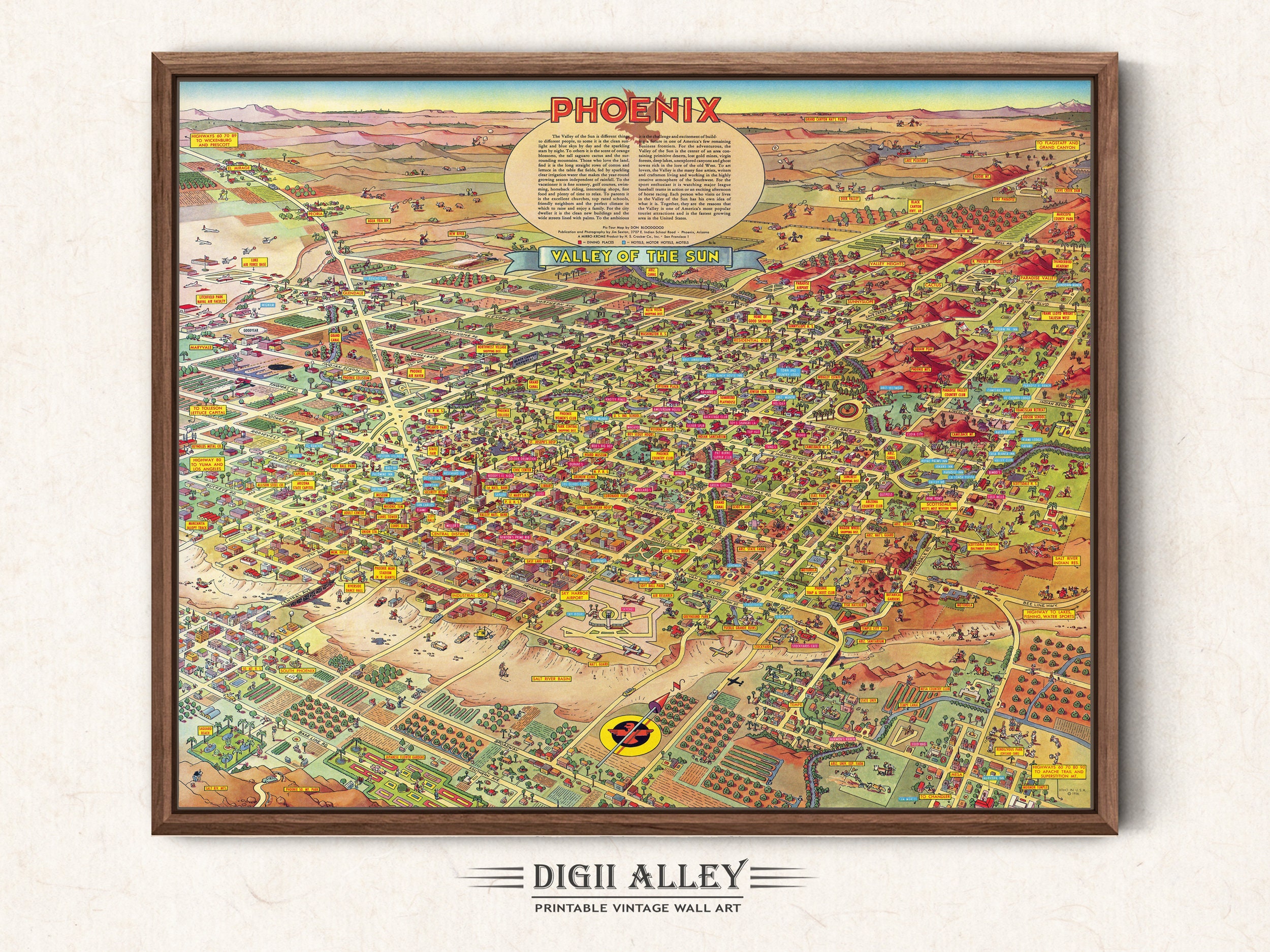 Fun Map of Phoenix Arizona - Valley of the Sun – Digital Download ...