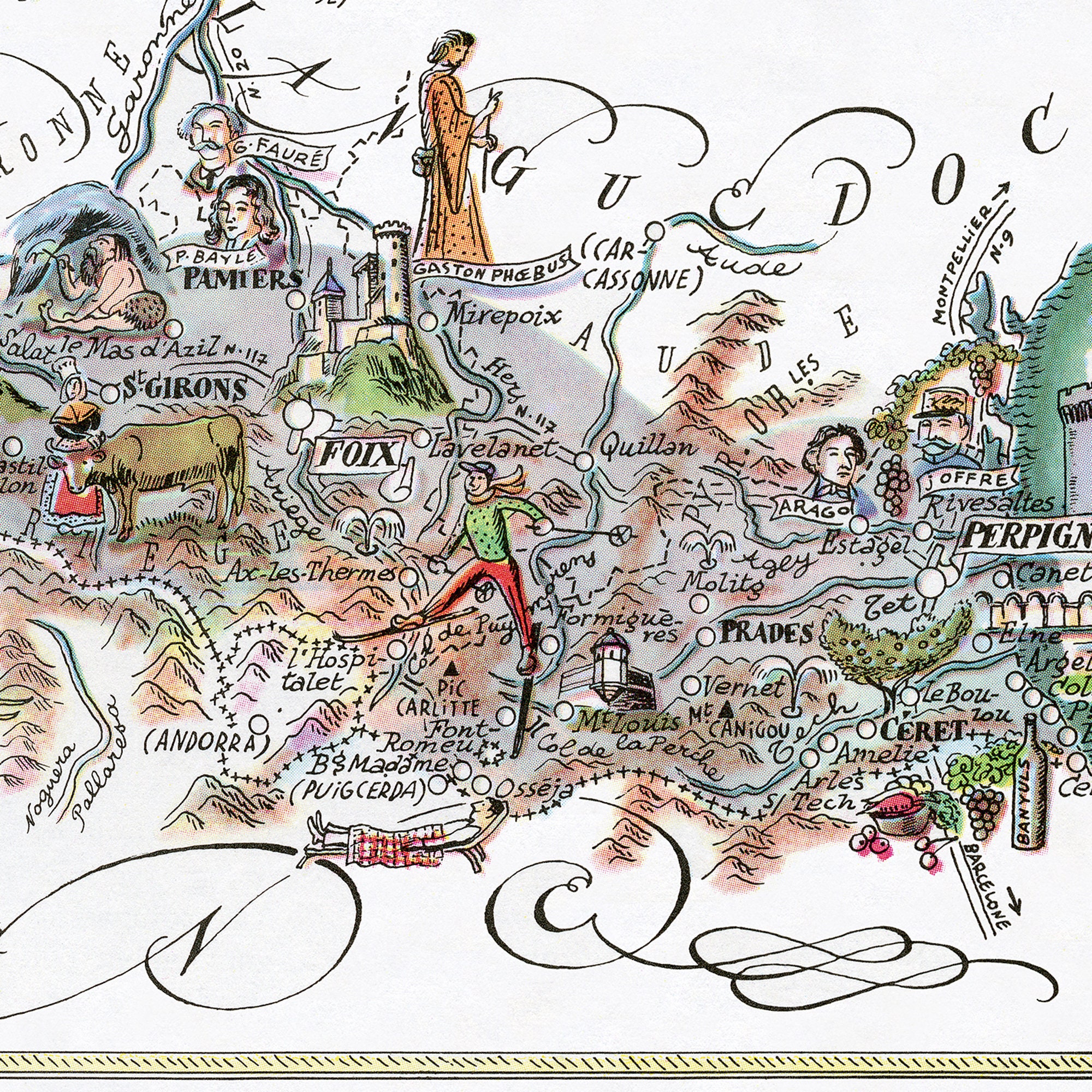 Fun Map of Pyrenees a French Province, France – Digital Download ...