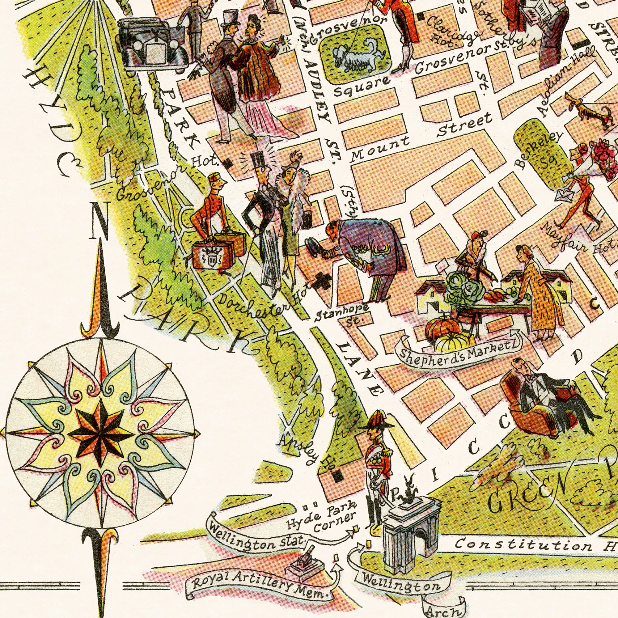 Fun Map of Mayfair & Soho in Great Britain, England – Digital Download ...