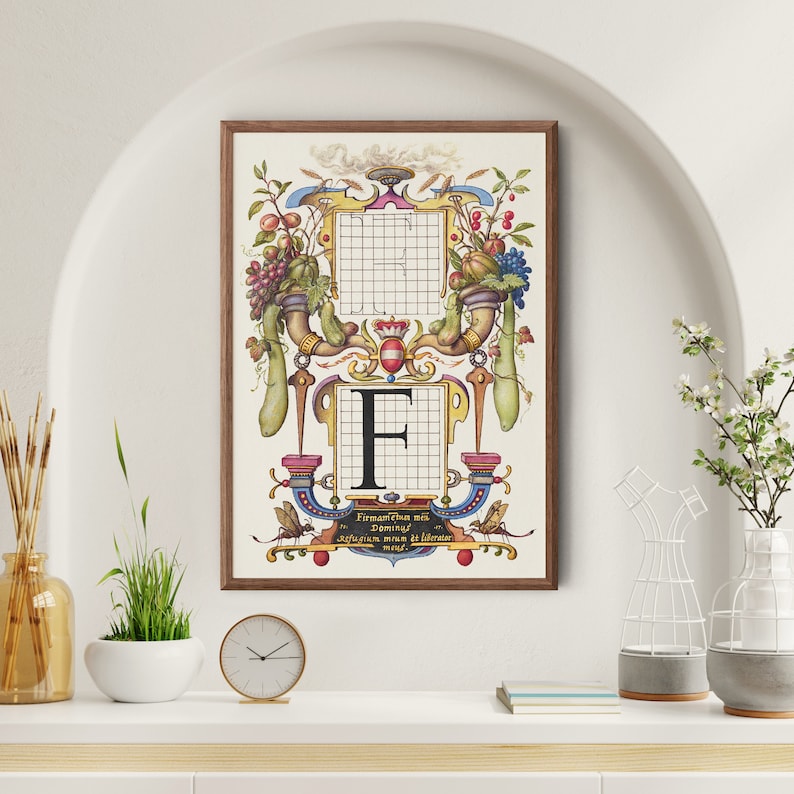 Letter F - Calligraphy Alphabet – Printable Digital Download, Vintage ...
