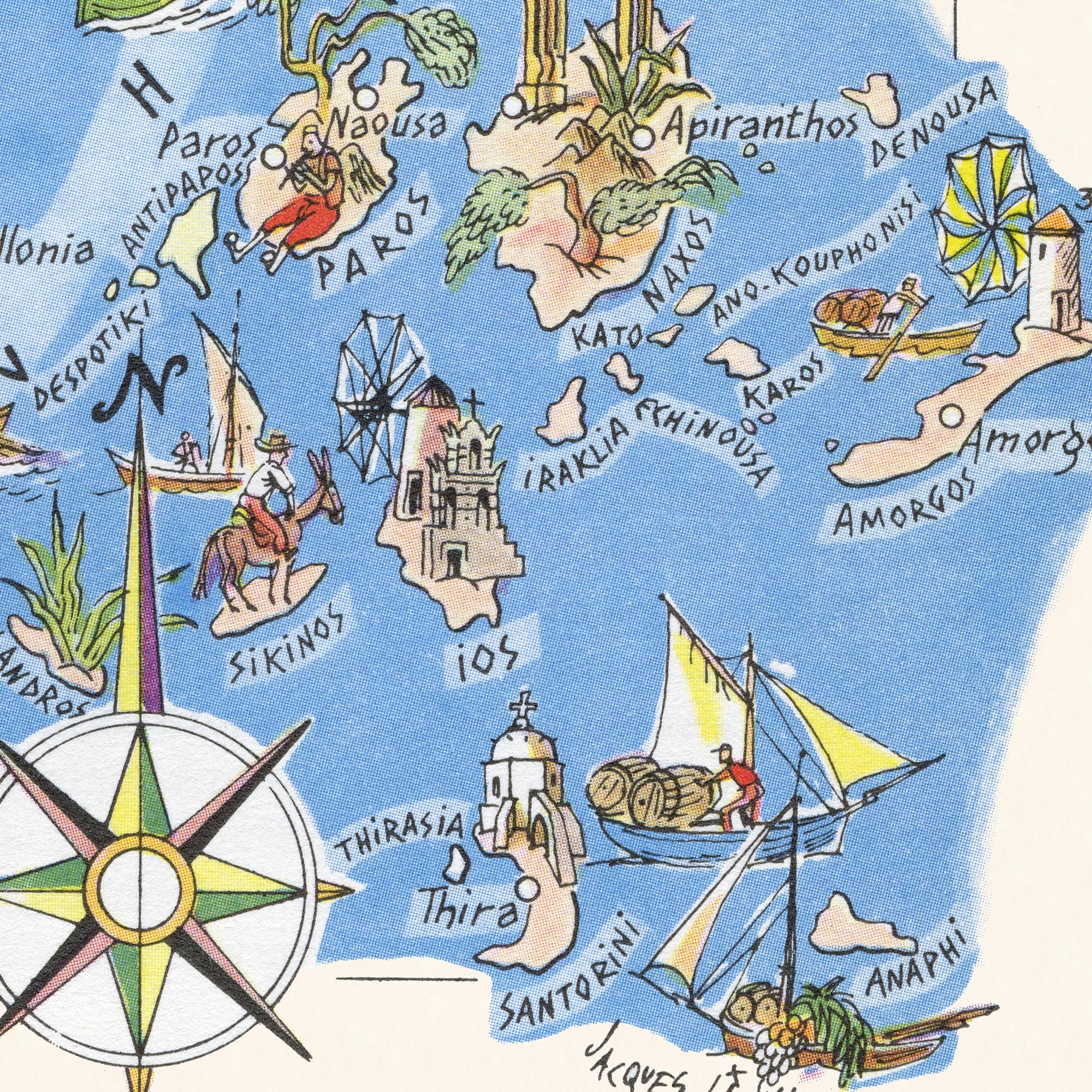 Fun Map of Cyclade Greek Islands – Digital Download PRINTABLE Vintage ...