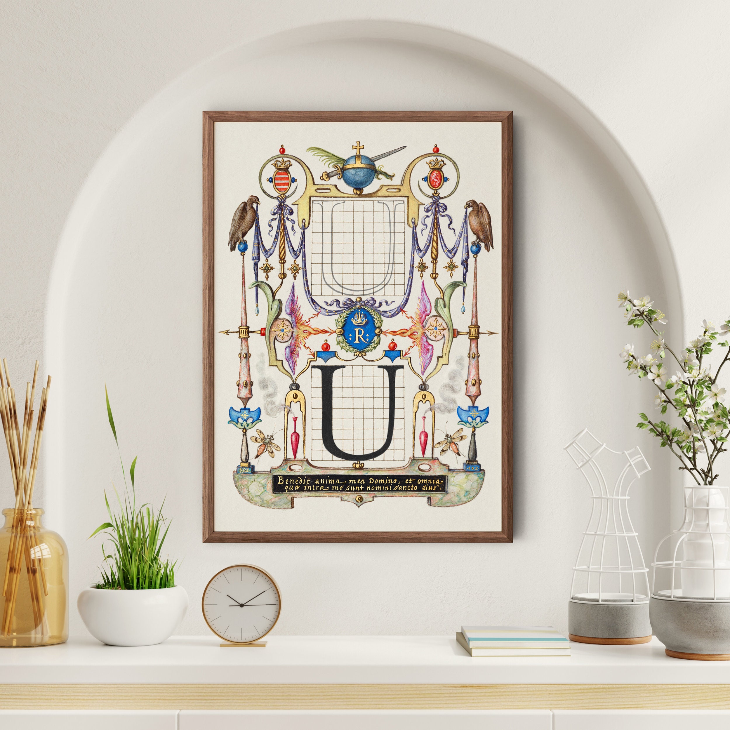 Letter U - Calligraphy Alphabet – Printable Digital Download, Vintage ...
