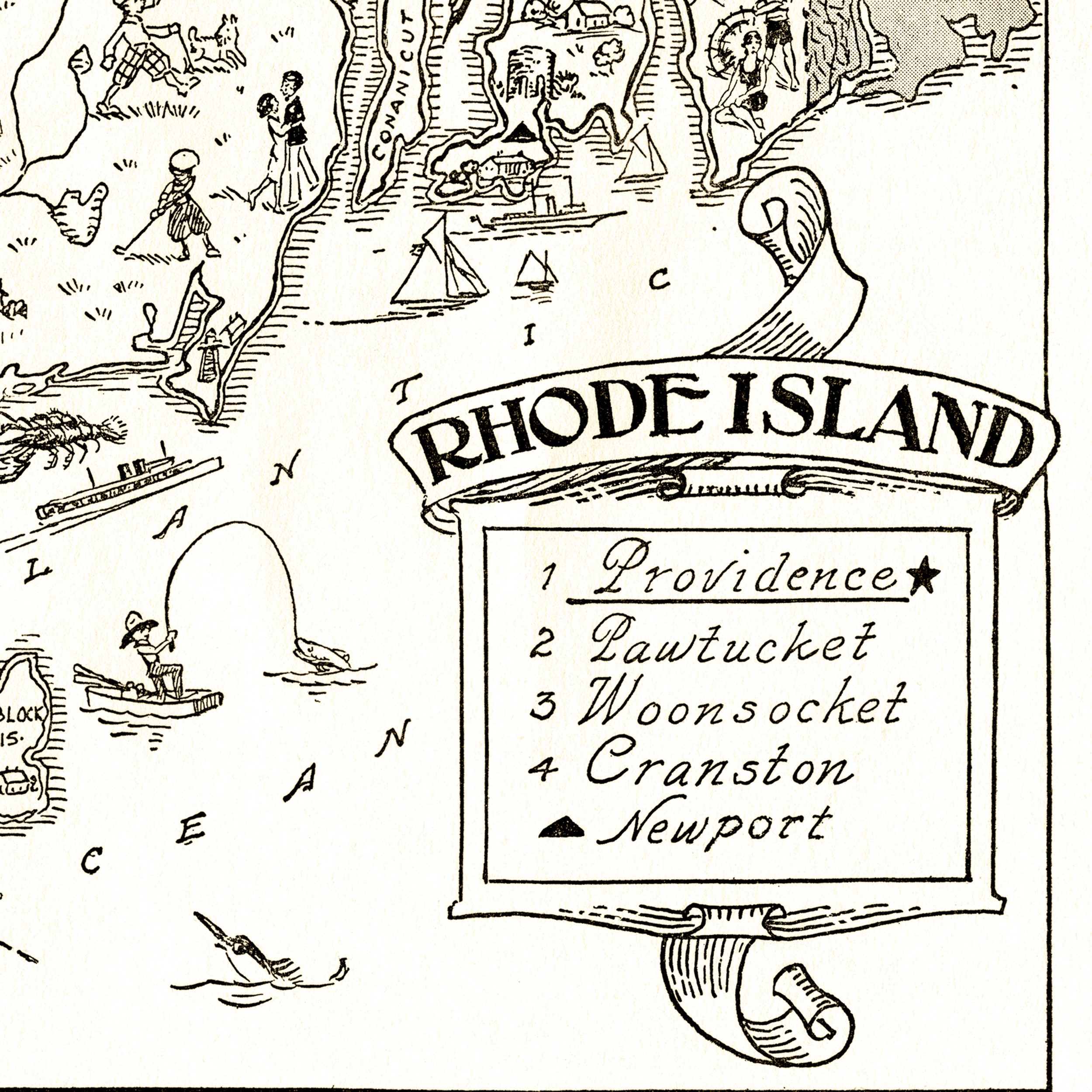 Pictorial State Map of Rhode Island Digital Download PRINTABLE Vintage ...