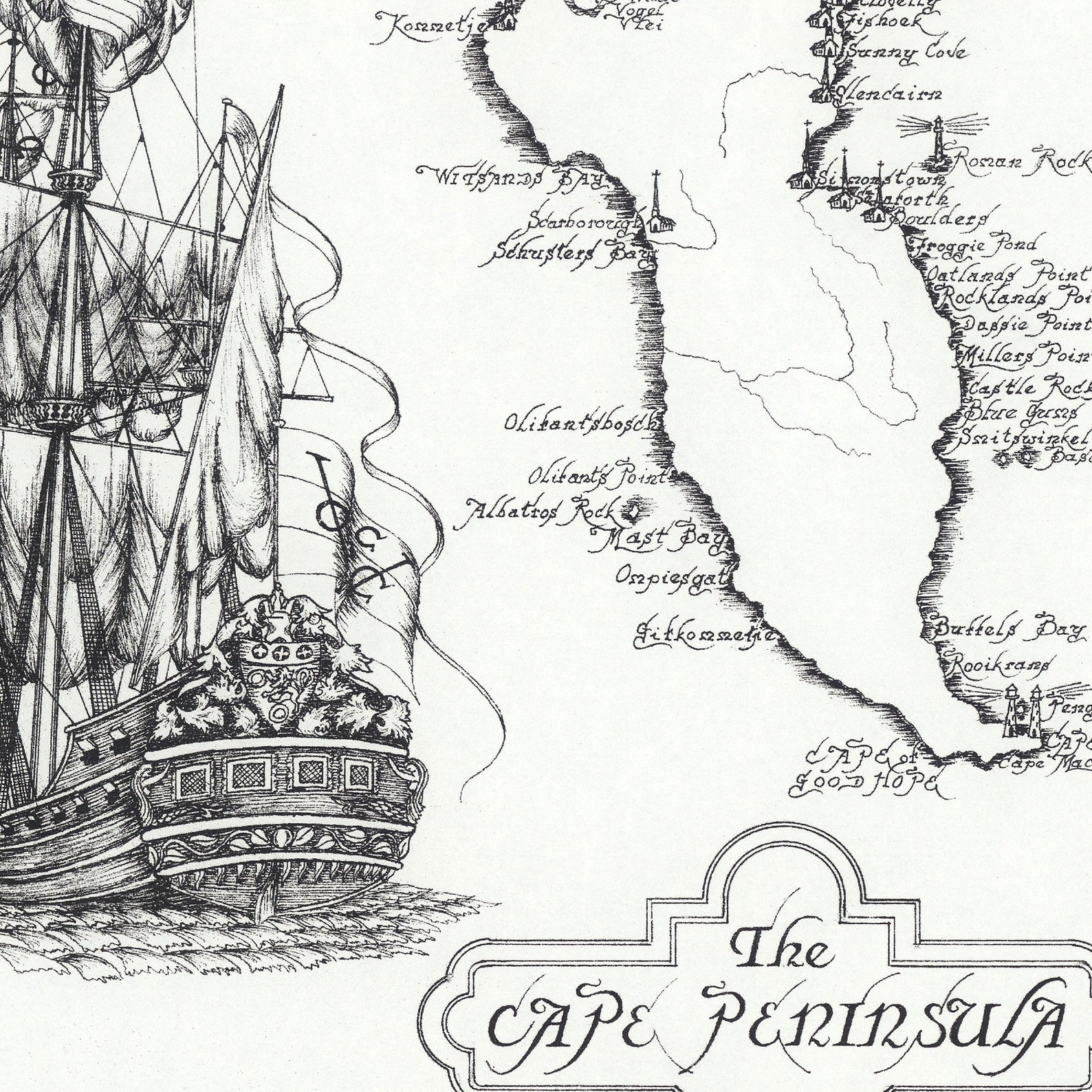 Map of Africa - the Cape Peninsula – Digital Download PRINTABLE ...