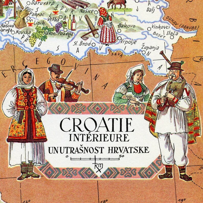 Old Map of Croatia – Digital Download PRINTABLE Vintage Fun Pictorial ...