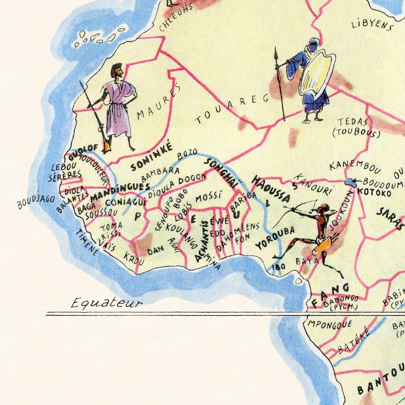 Fun Map of the People of Africa – Digital Download PRINTABLE Vintage ...