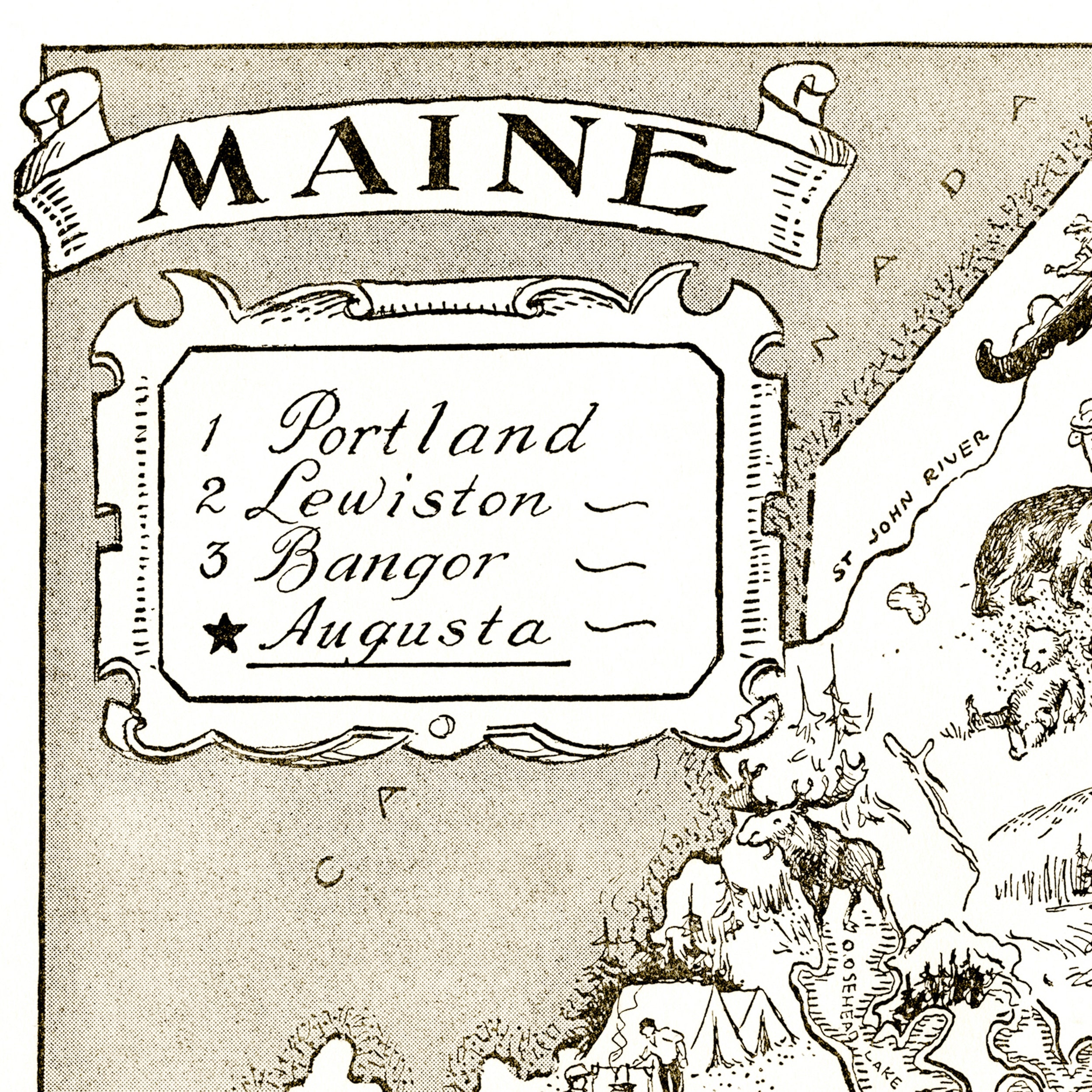 Pictorial State Map of Maine Digital Download PRINTABLE Vintage Fun Old ...
