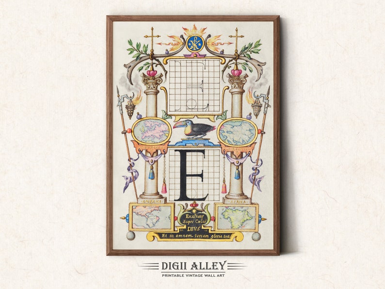 Letter E Calligraphy Alphabet Printable Digital Download - Etsy