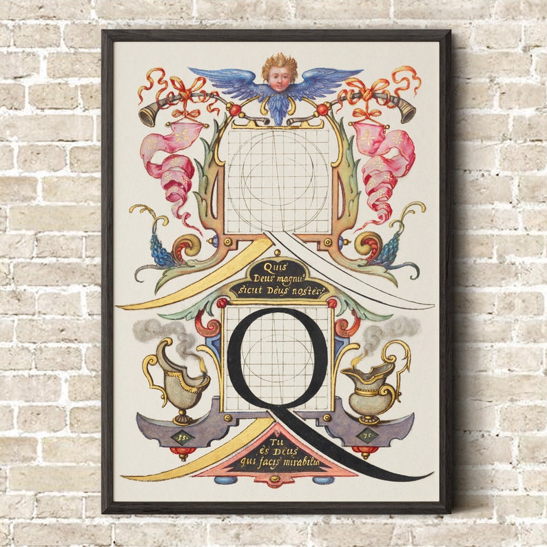 Letter Q - Calligraphy Alphabet – Printable Digital Download, Vintage ...