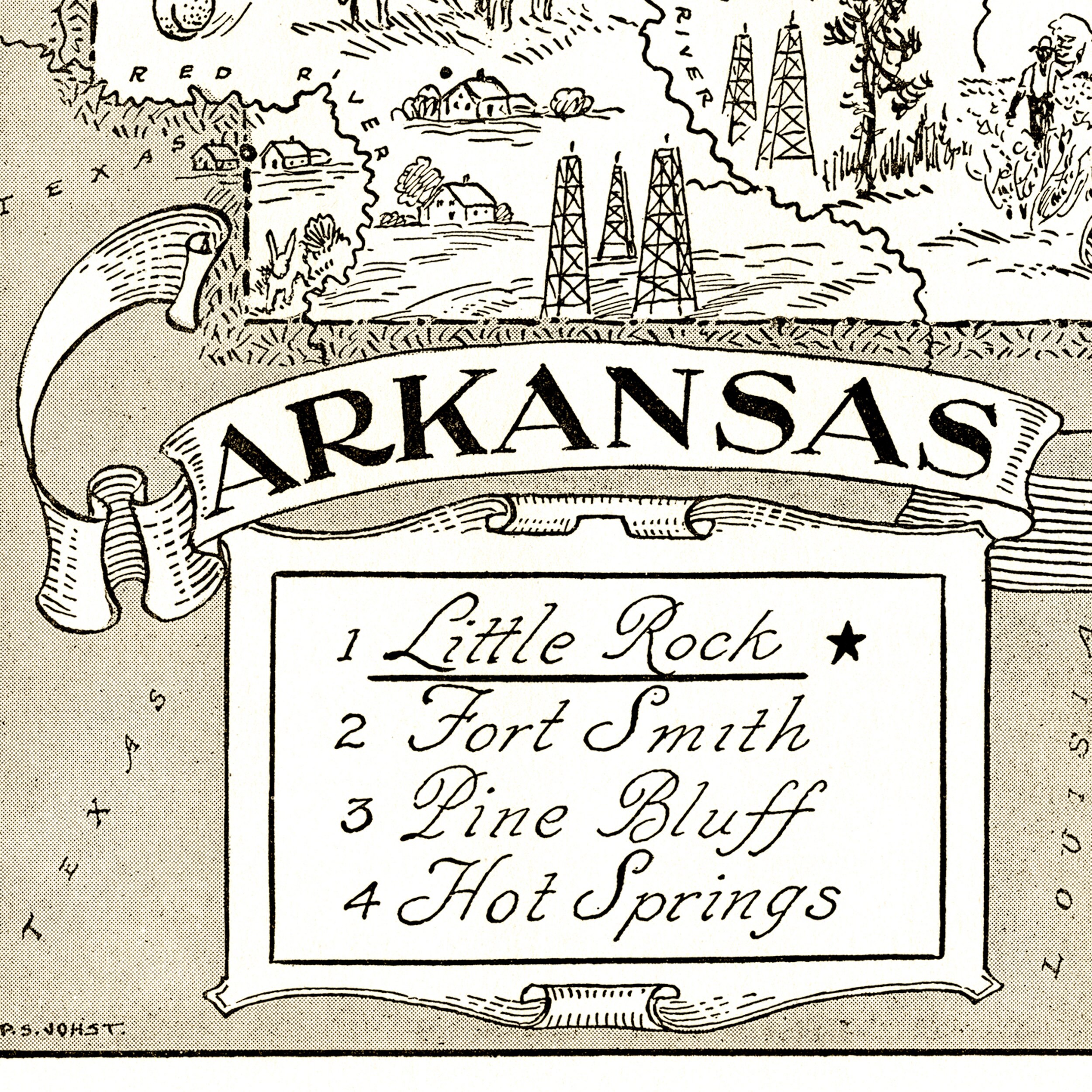 Pictorial State Map of Arkansas – Digital Download PRINTABLE Vintage ...