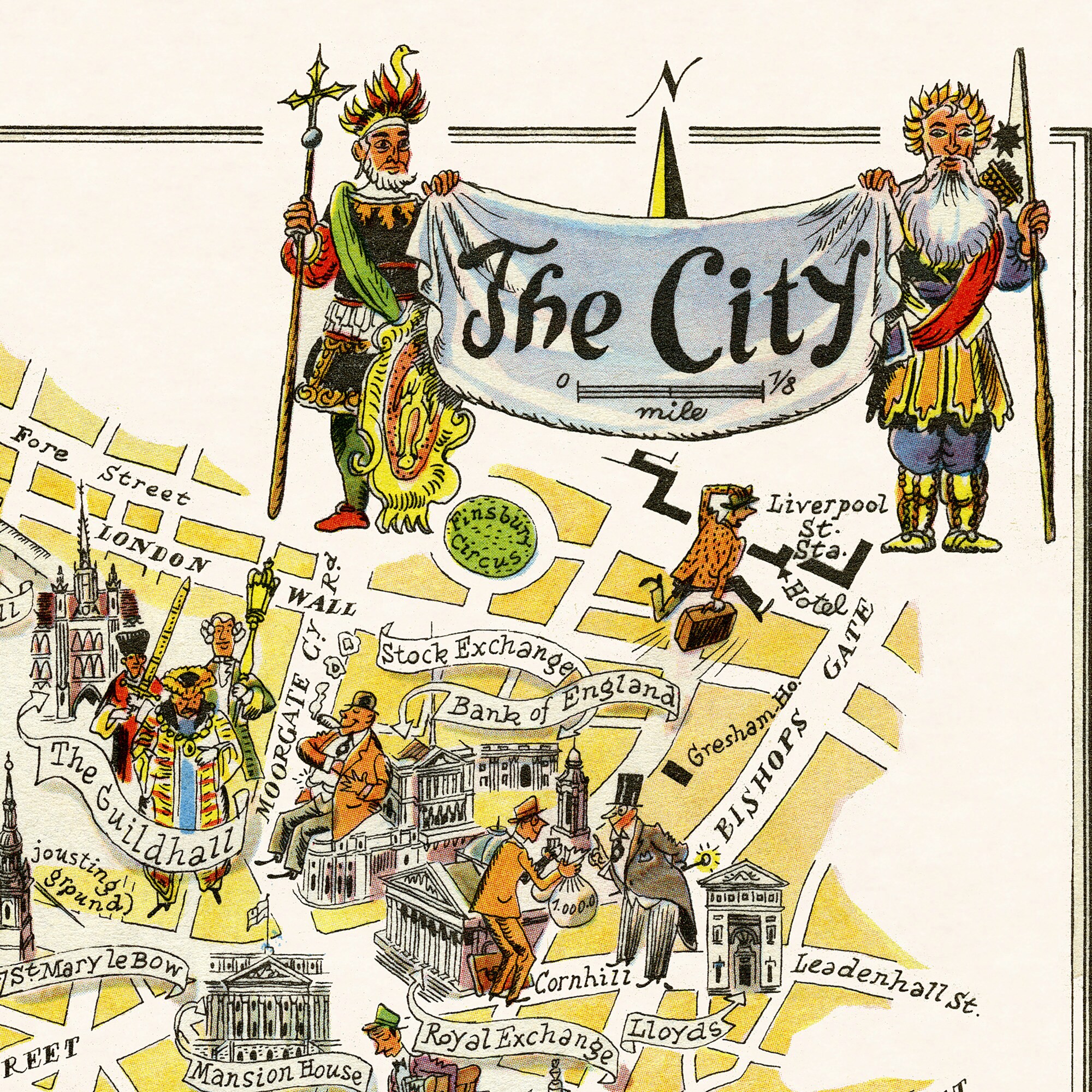 Fun Map of the City of London in Great Britain, England, UK – Digital ...