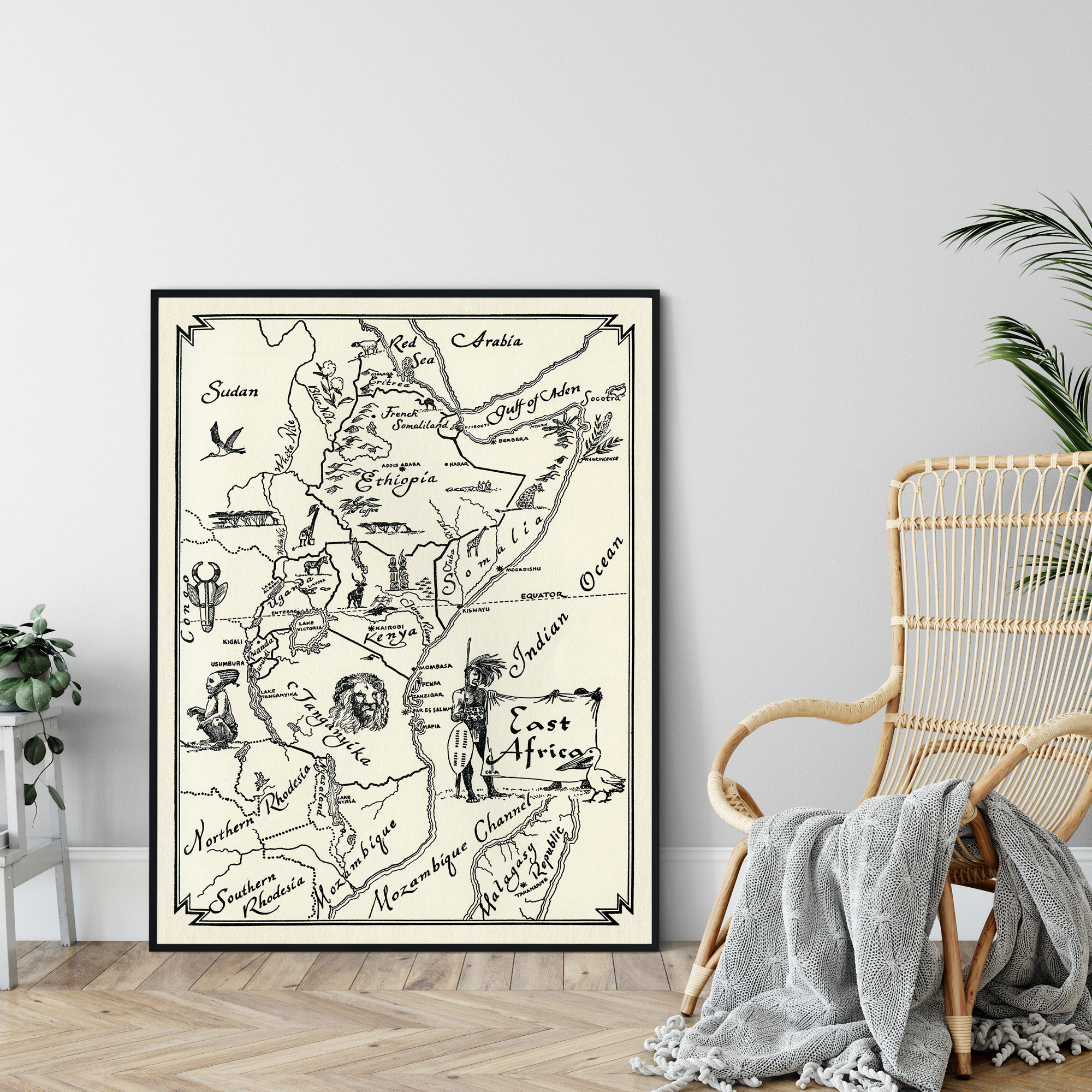 Map of East Africa Digital Download PRINTABLE Vintage Pictorial Fun ...