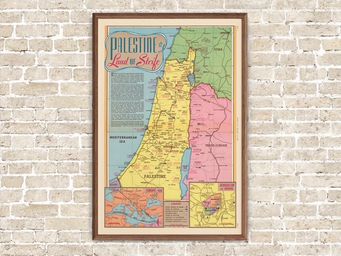 Old Map of Palestine in the Middle East – Digital Download PRINTABLE ...