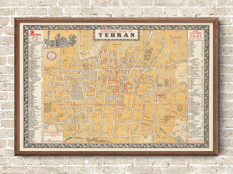 Old Map of Tehran in Iran in the Middle East – Digital Download ...