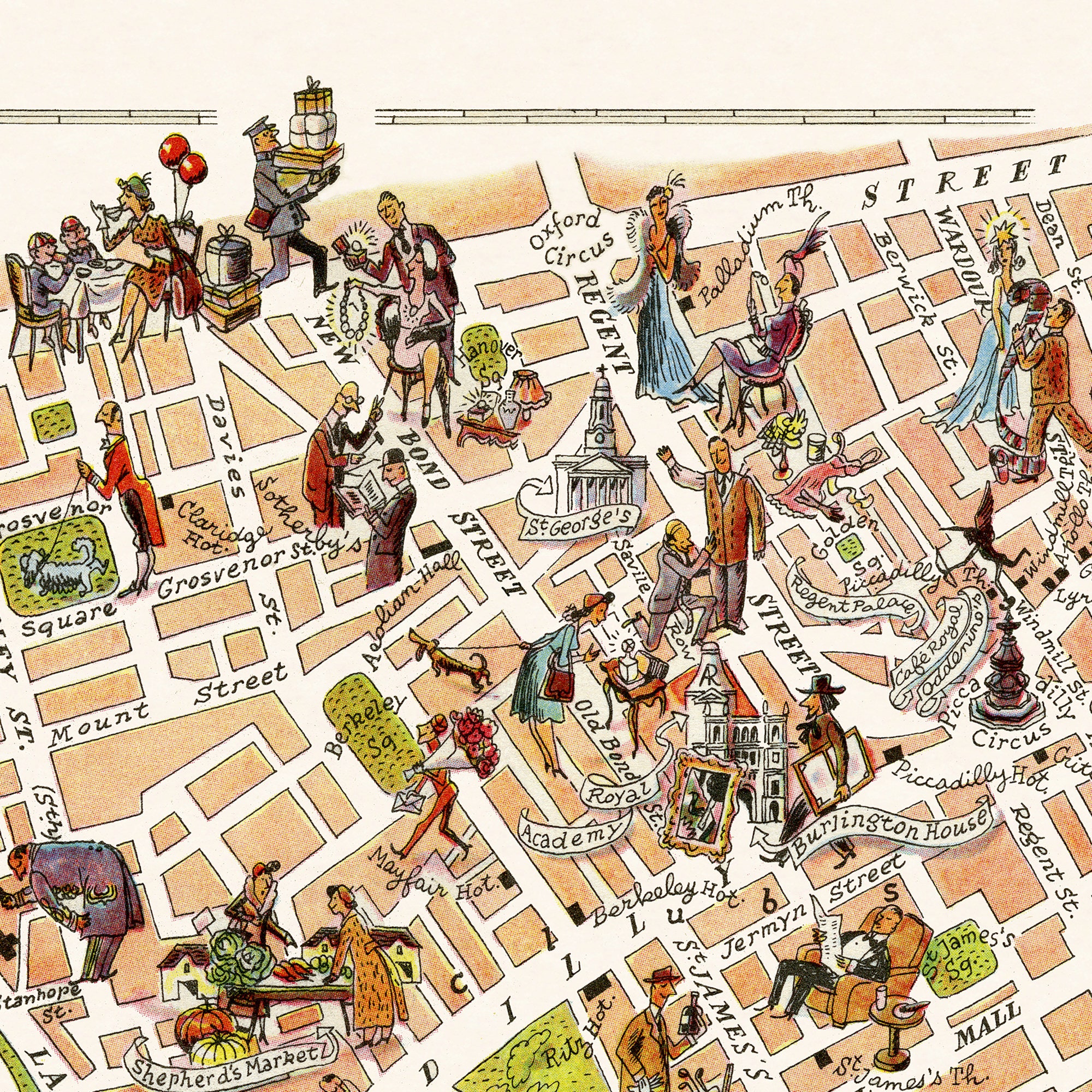 Fun Map of Mayfair & Soho in Great Britain, England – Digital Download ...