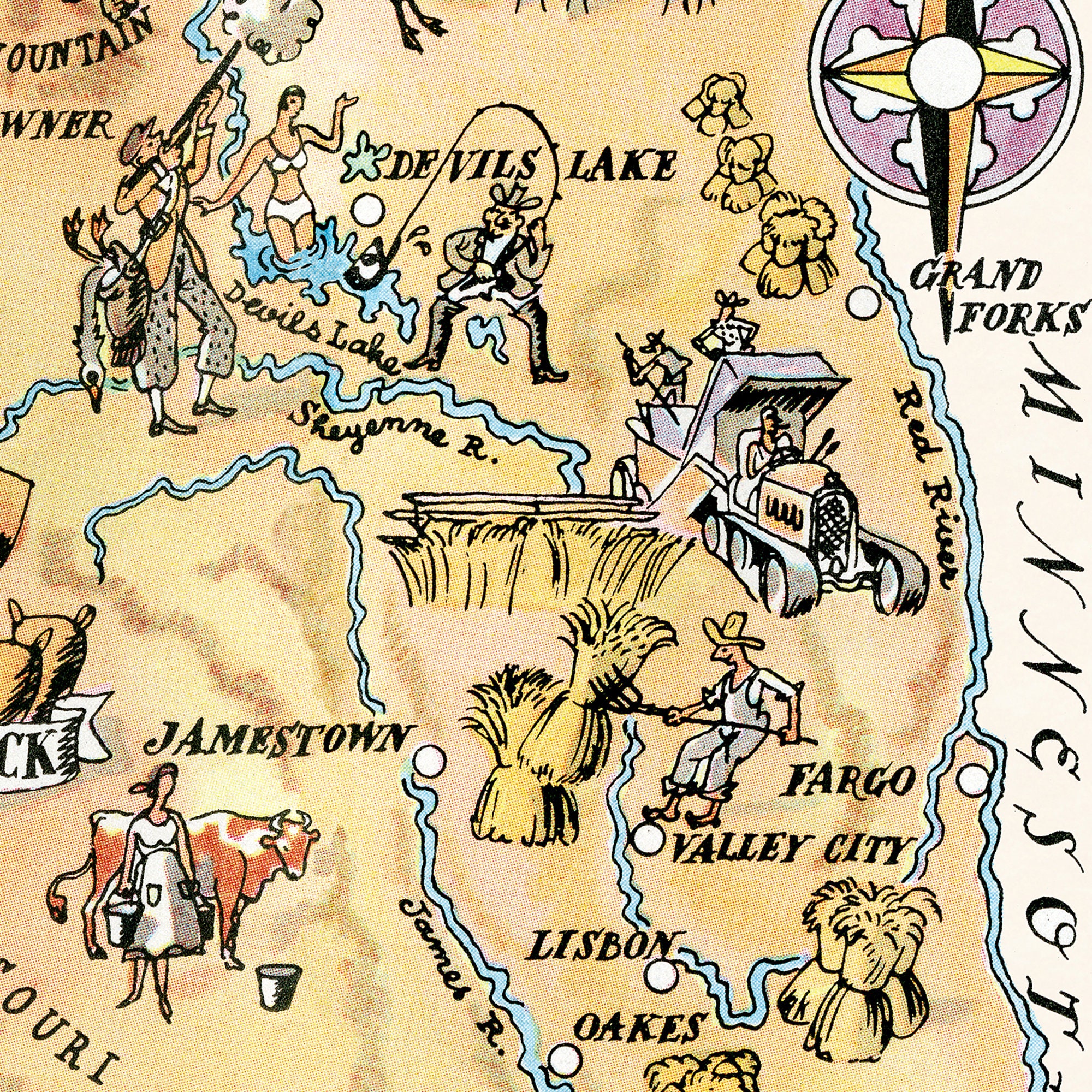 Fun State Map of North Dakota Digital Download PRINTABLE - Etsy