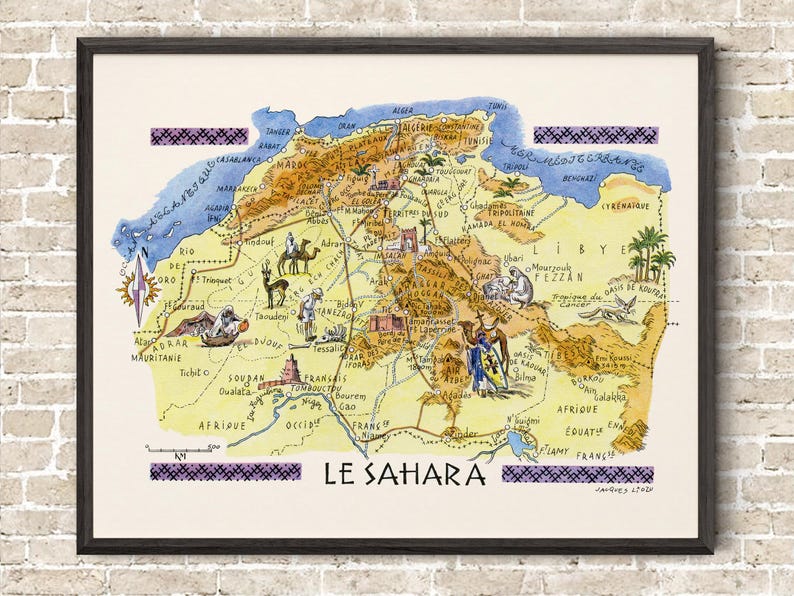 Fun Map of the Sahara Africa – Digital Download PRINTABLE Vintage ...