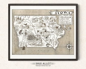 Pictorial State Map of North Carolina Digital Download PRINTABLE ...