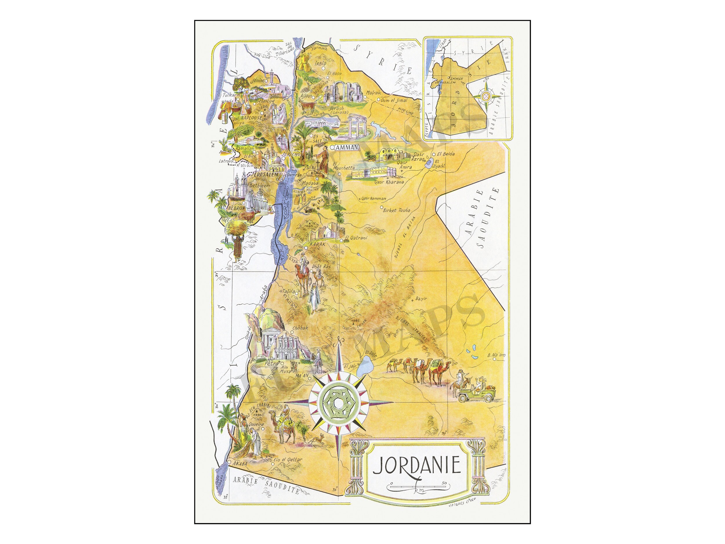 Old Map of Jordan in the Middle East Digital Download PRINTABLE Vintage ...
