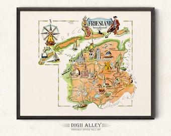 Fun Map of Chicago Illinois Digital Download PRINTABLE Vintage Wall Art ...