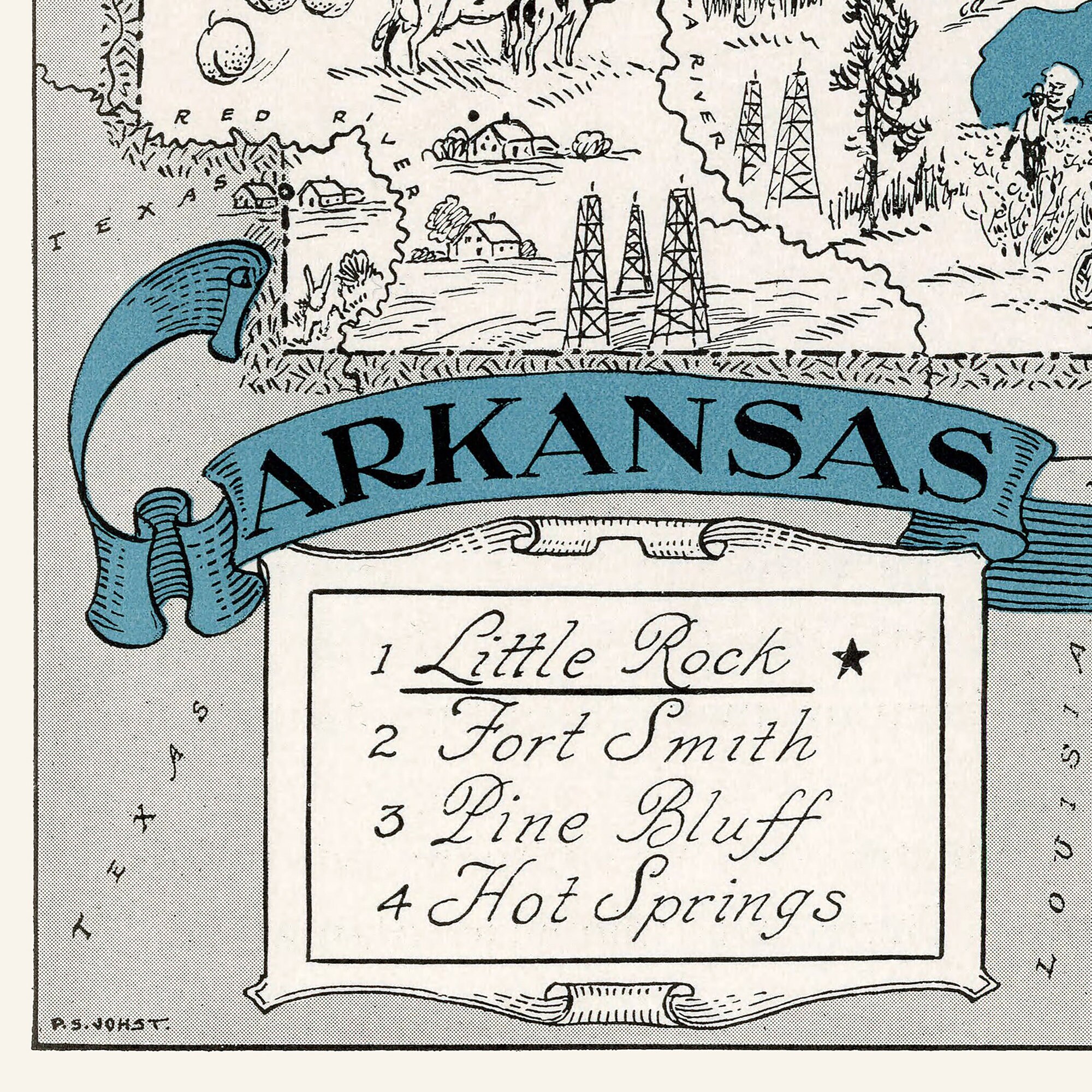 Pictorial Map of Arkansas – Digital Download PRINTABLE Vintage Fun Old ...