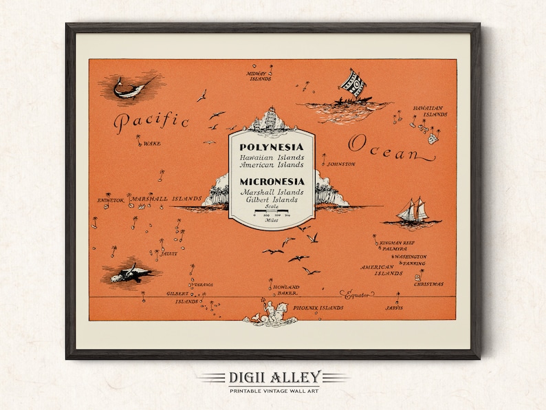 Map of Islands in Polynesia & Micronesia – Digital Download PRINTABLE ...