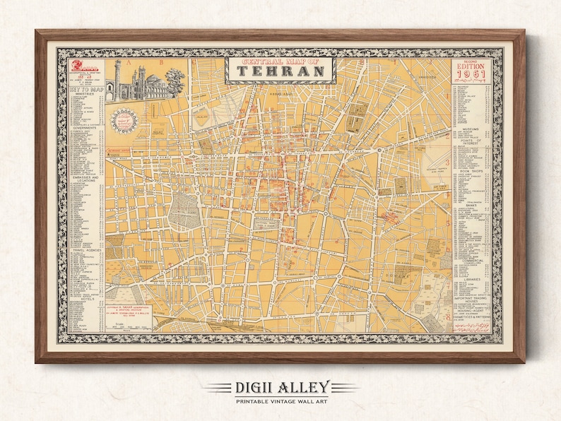Old Map of Tehran in Iran in the Middle East – Digital Download ...