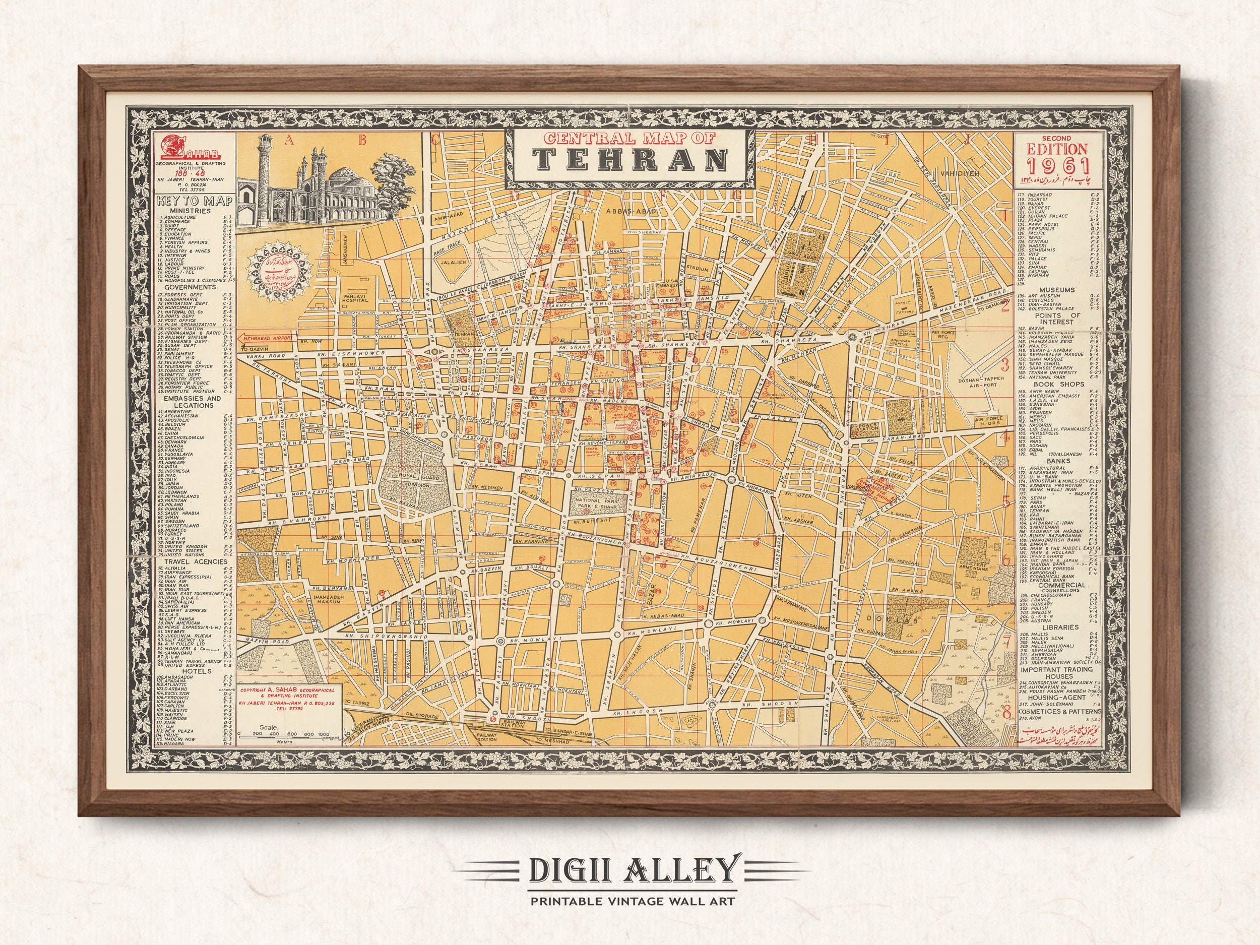 Old Map of Tehran in Iran in the Middle East – Digital Download ...