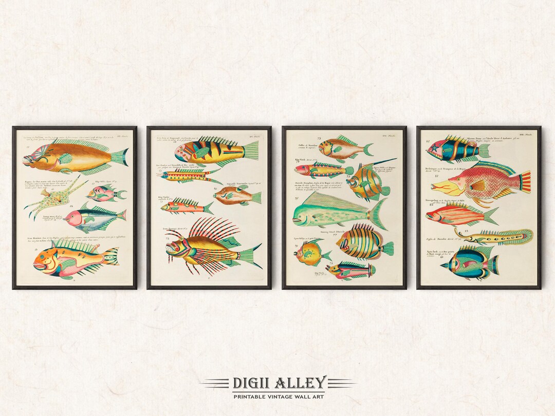 Set of 4 Fantastical Fish Illustrations by Louis Renard - Printable ...