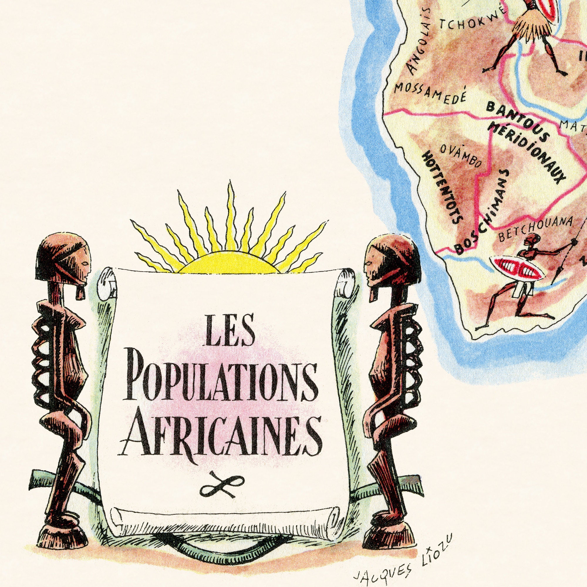 Fun Map of the People of Africa – Digital Download PRINTABLE Vintage ...