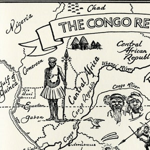 Map of Congo in Africa – Digital Download PRINTABLE Vintage Pictorial ...