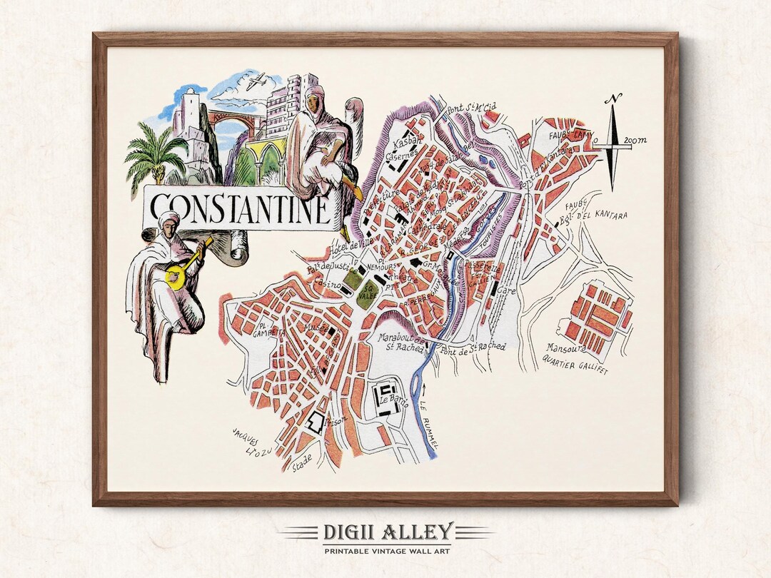 Fun Map of Constantine North Africa – Digital Download PRINTABLE ...