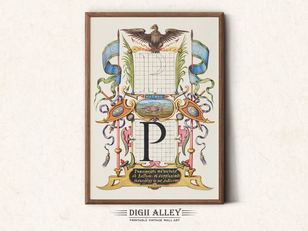 Letter P - Calligraphy Alphabet – Printable Digital Download, Vintage ...