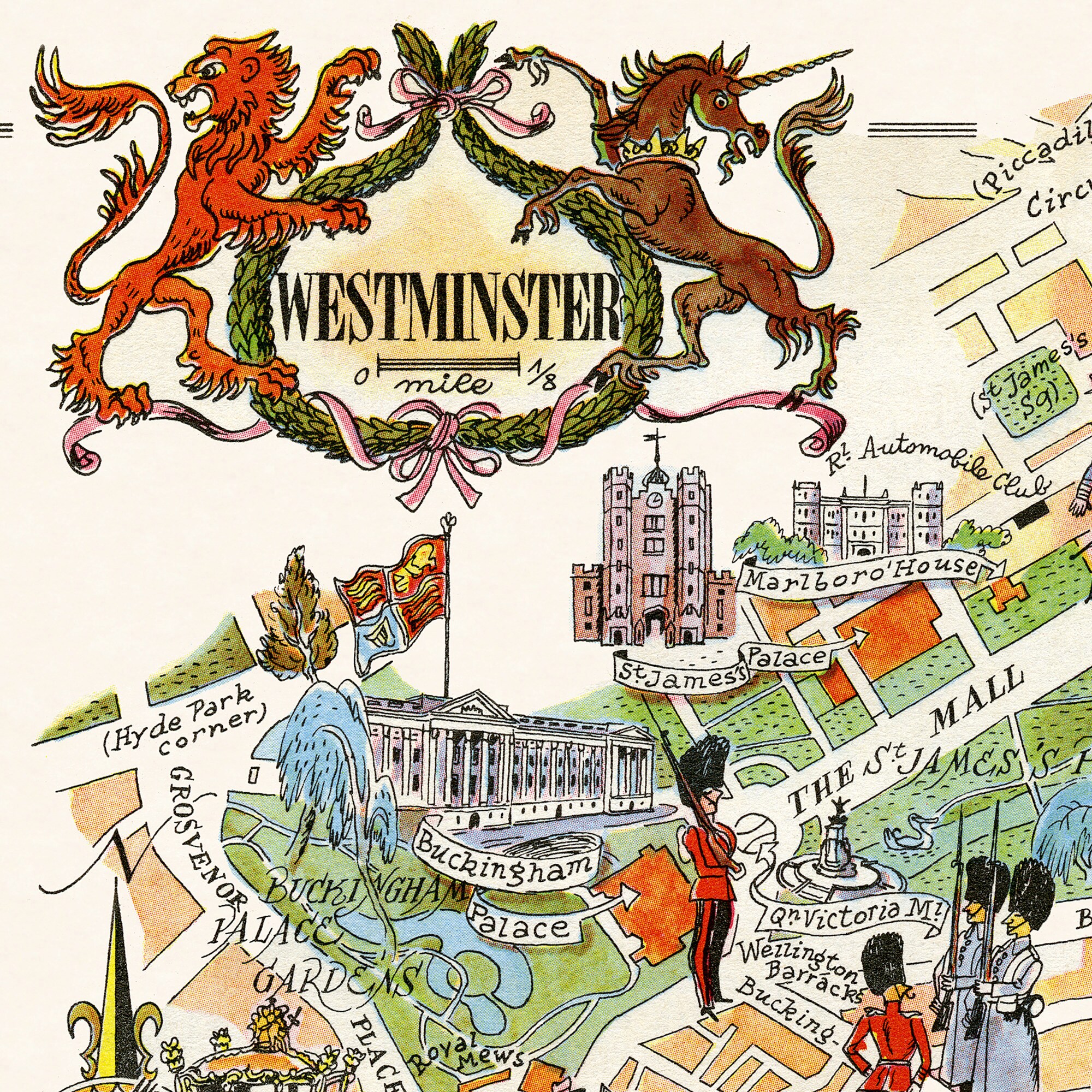 Fun Map of Westminster in Great Britain, England, UK – Digital Download ...
