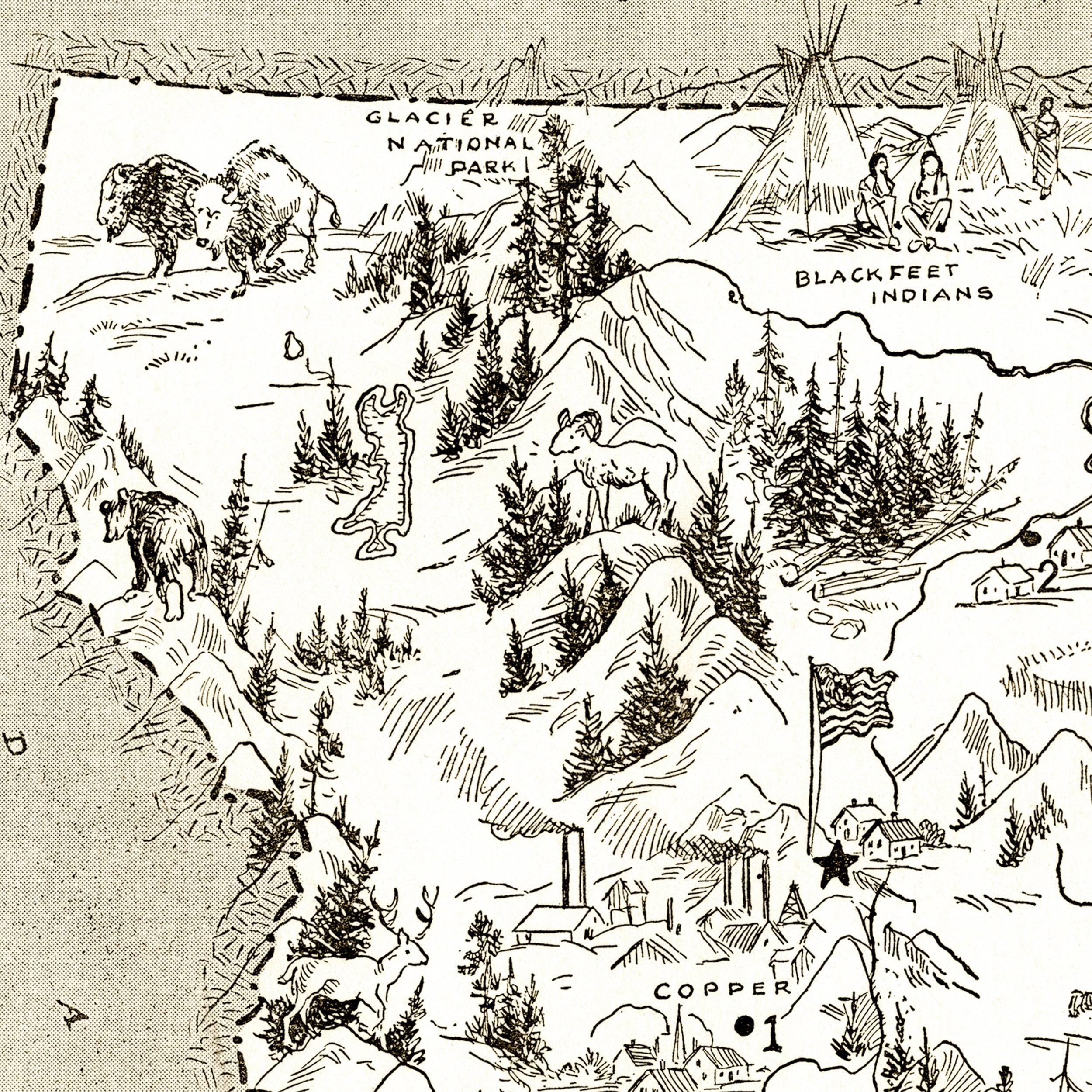 Pictorial State Map of Montana Digital Download PRINTABLE Vintage Fun ...