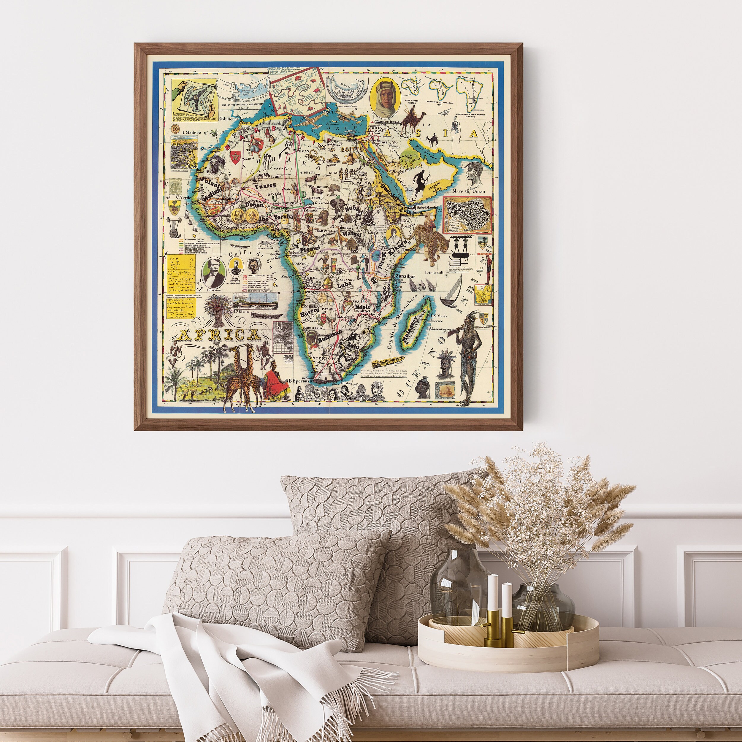 Fun Map of Africa – Digital Download PRINTABLE Vintage Old Pictorial ...