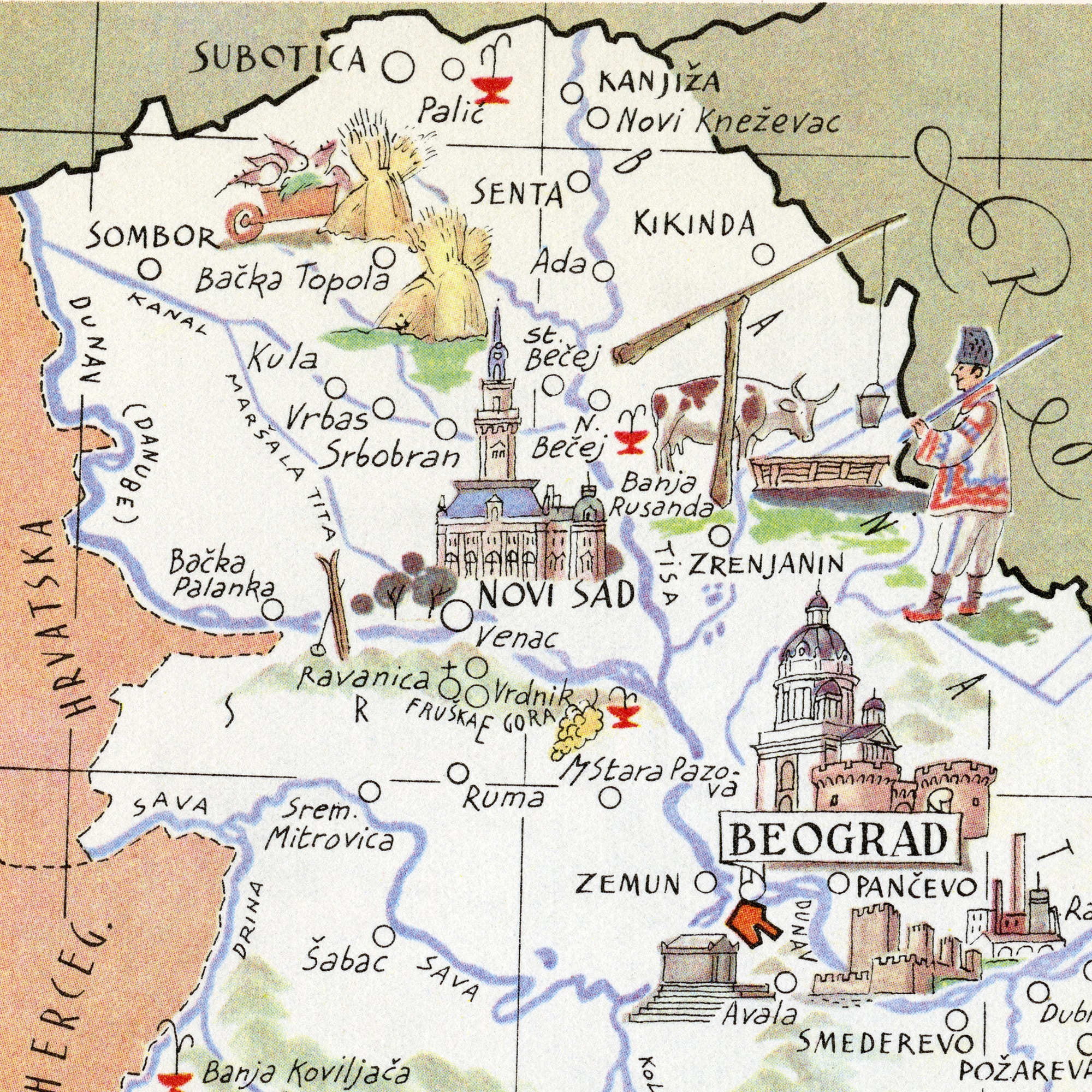Old Map of Serbia – Digital Download PRINTABLE Vintage Fun Pictorial ...