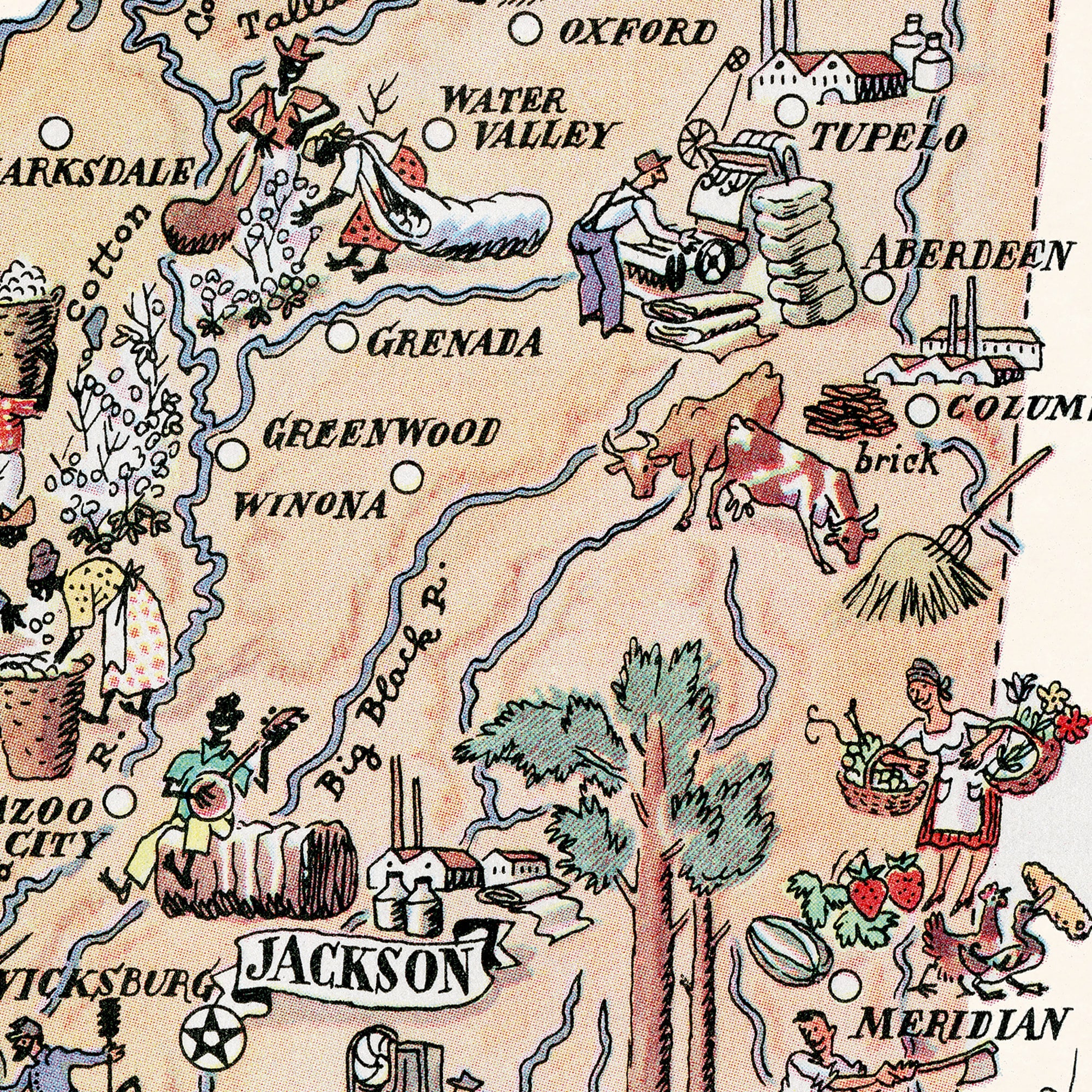 Fun State Map of Mississippi – Digital Download PRINTABLE Vintage ...